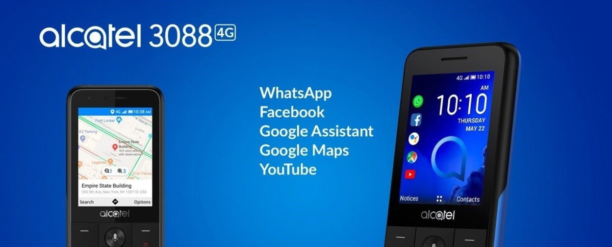 El Alcatel 3088 es un 'feature phone' con 4G, apps de Google y WhatsApp