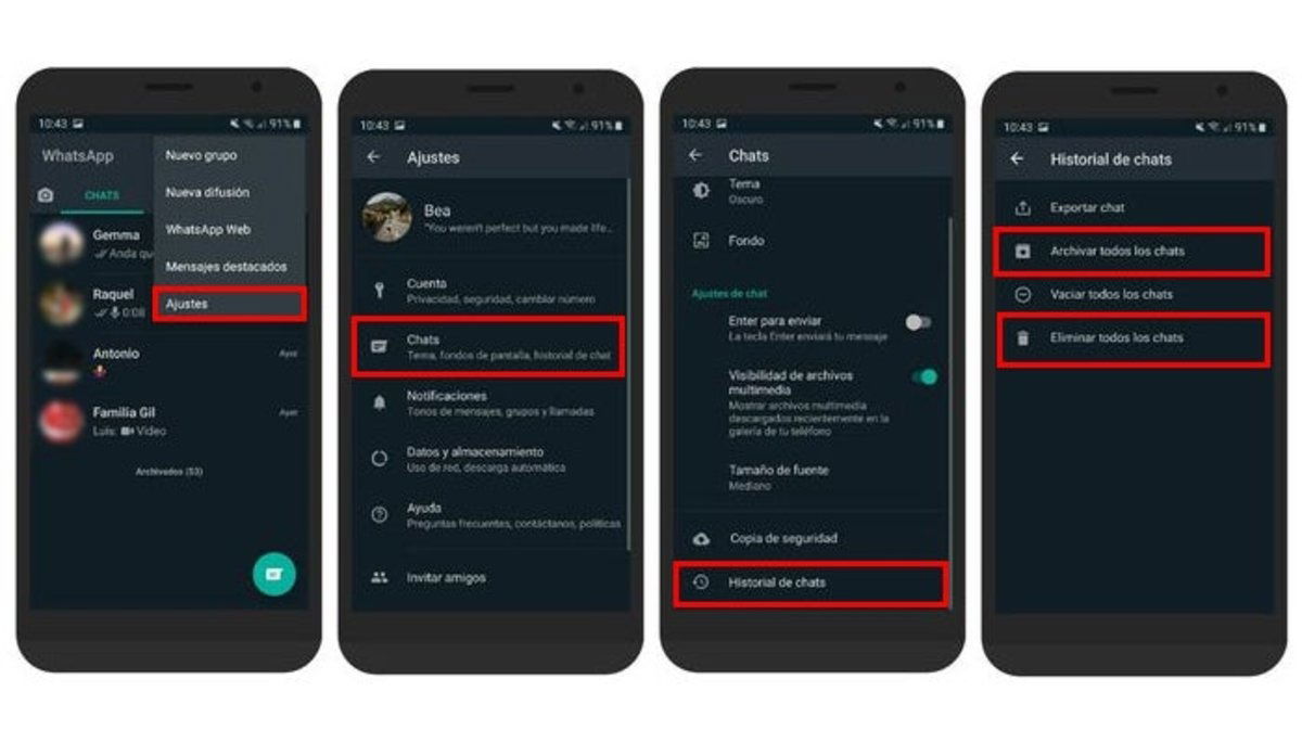 Cómo borrar o archivar todos tus chats de WhatsApp