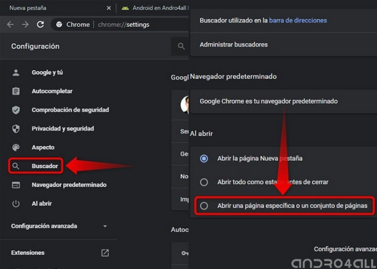Página de inicio de Google Chrome: cómo cambiarla