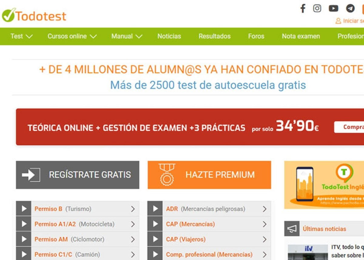 Mejores 8 webs con tests gratis para aprobar el carnet de conducir