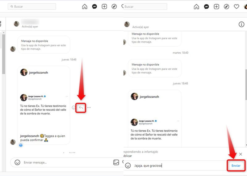 Cómo citar y responder mensaje en Instagram
