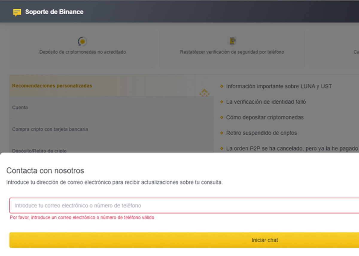 Cómo contactar con Binance: todos los métodos