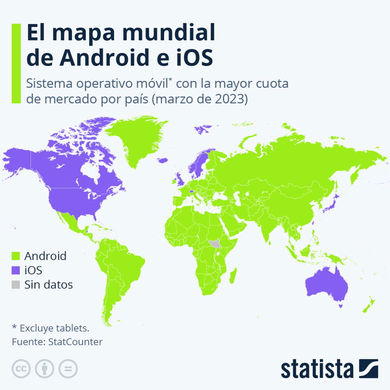 Android or iOS? This map shows which is the most used operating system ...