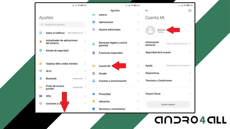 Cómo ver el ID de una cuenta Mi en un móvil de Xiaomi