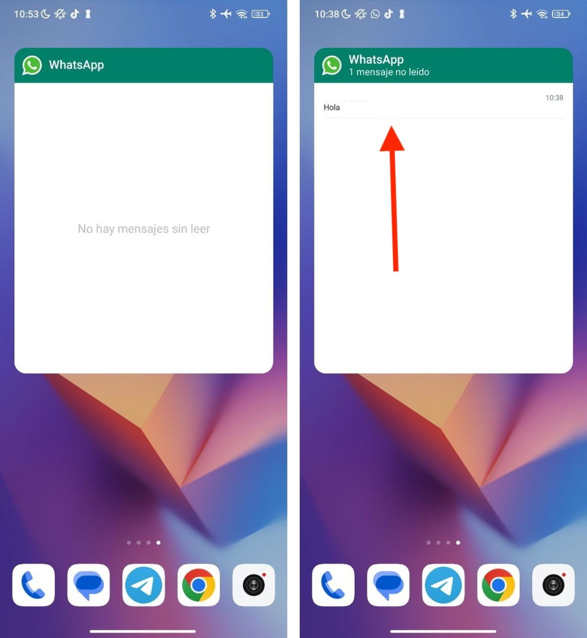 Cómo usar los widgets de WhatsApp para leer mensajes sin que lo sepan