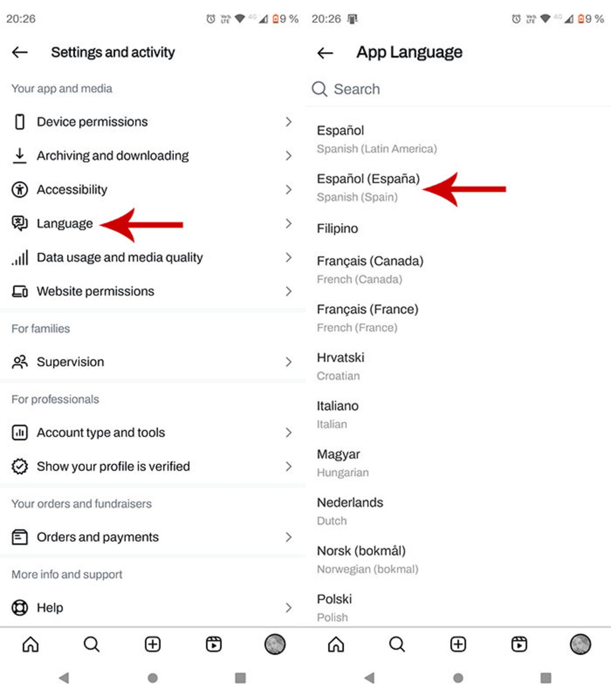 Cómo cambiar el idioma en Instagram paso a paso