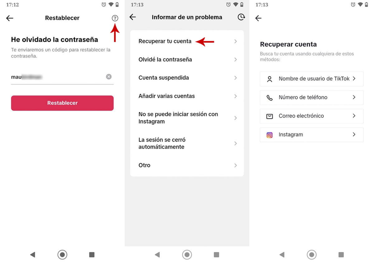 Cómo recuperar una cuenta o contraseña de TikTok