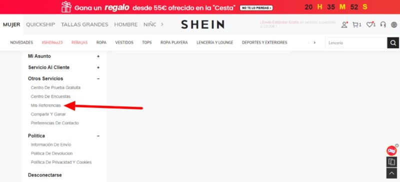 Shein: cómo cambiar el código de referencia paso a paso
