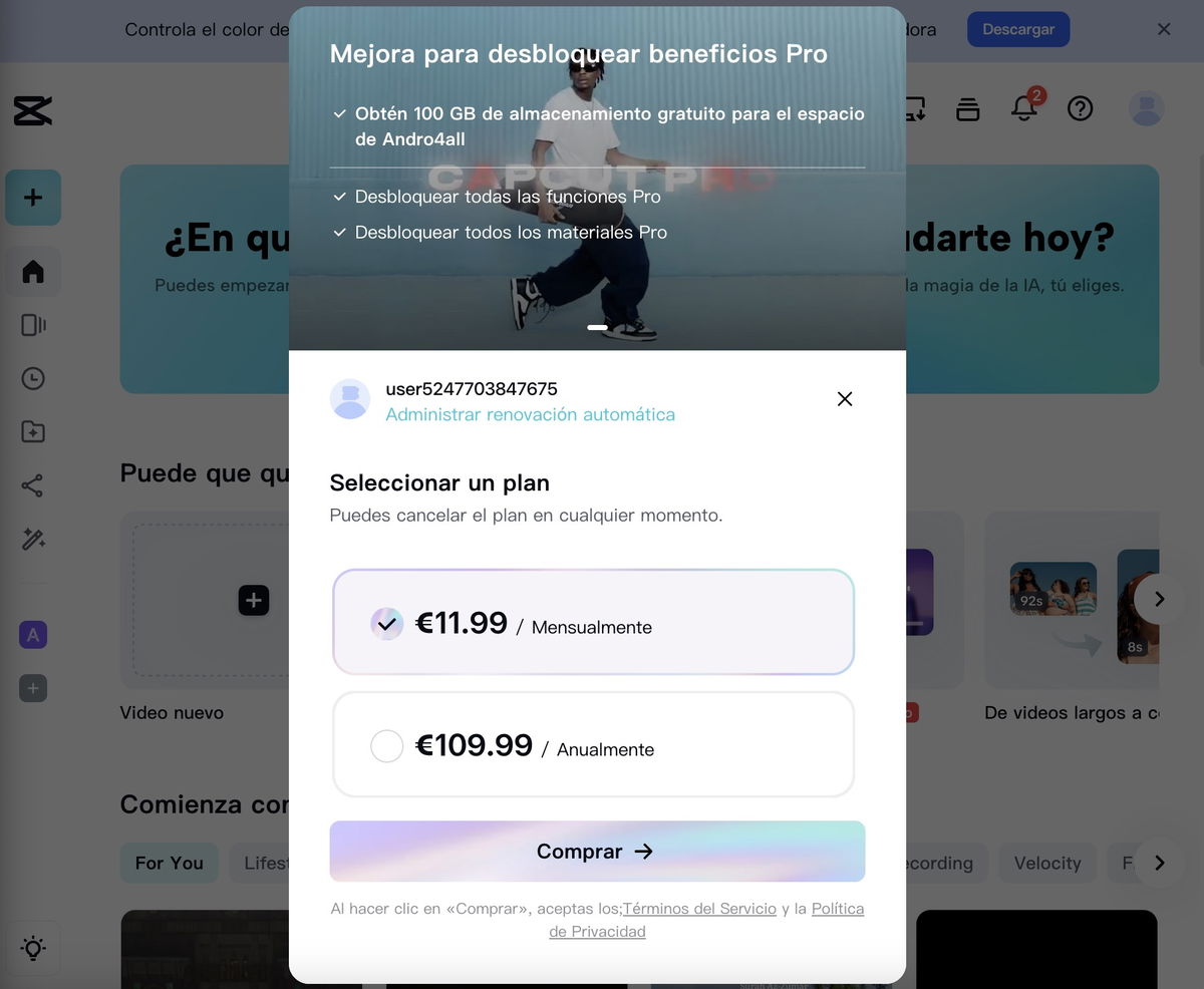 CapCut Pro: precio, qué incluye y cómo probarlo gratis
