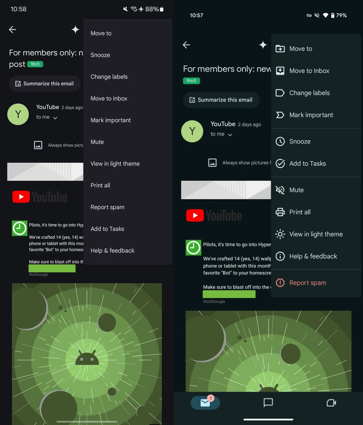 Google rediseña los menús de Gmail en Android: más intuitivos y modernos